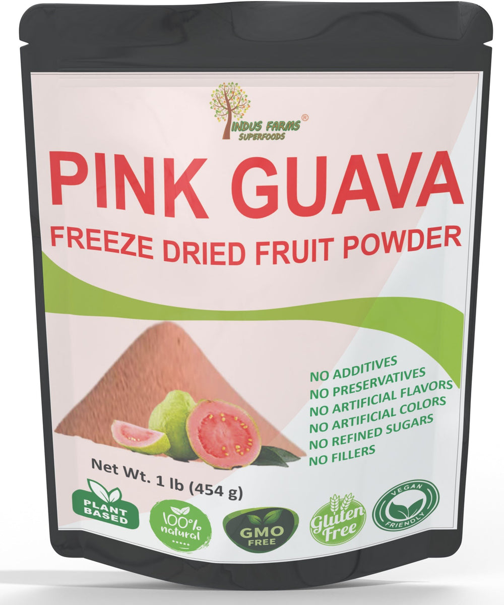 Indus Farms Superfoods Freeze Dried Pink Guava Fruit Powder, 100% Pure