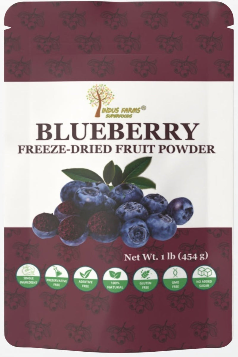 Indus Farms Superfoods Freeze Dried Blueberry Powder, GMO-Free, Vegan,